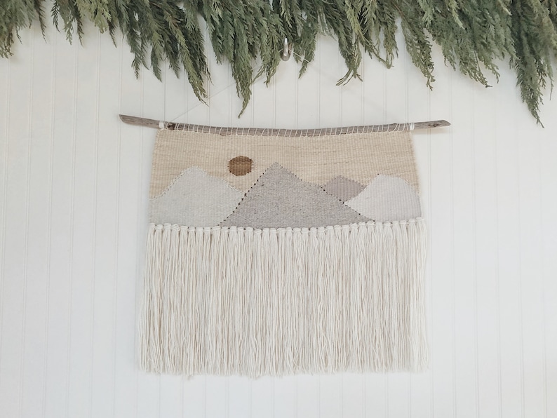 Large Mountain Woven Wall Hanging//weaving//frame Loom | Etsy