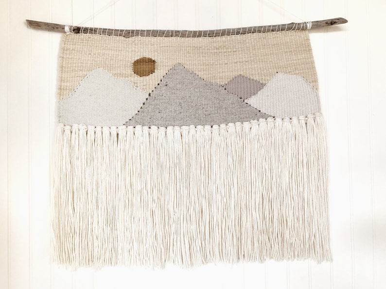 Large Mountain Woven Wall Hanging//weaving//frame Loom | Etsy