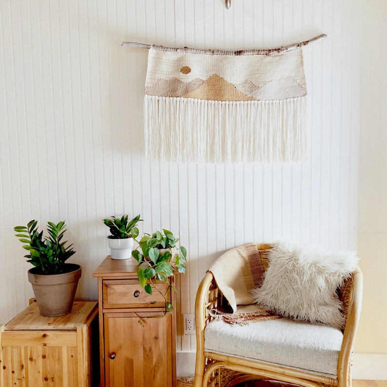 Large Mountain Woven Wall Hanging//weaving//frame Loom | Etsy