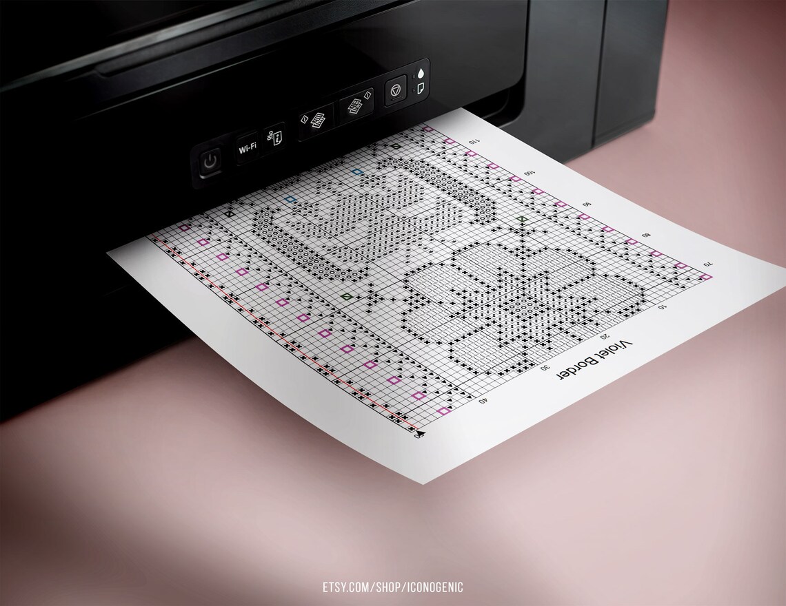 Violet Border Cross Stitch Pattern PDF // Greek Islands Cross Stitch ...