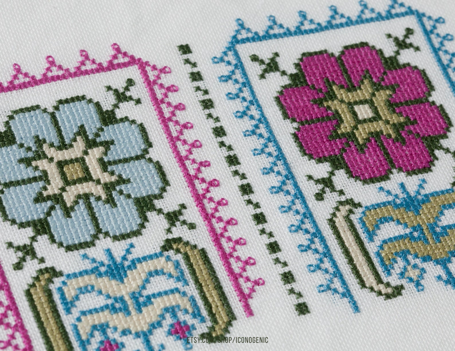 Violet Border Cross Stitch Pattern PDF // Greek Islands Cross Stitch ...