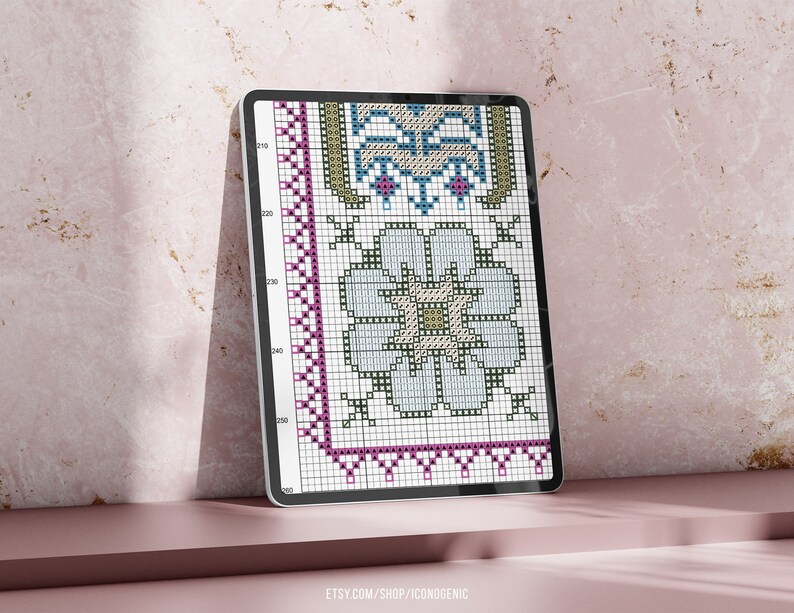 Violet Border Cross Stitch Pattern PDF // Greek Islands Cross Stitch ...