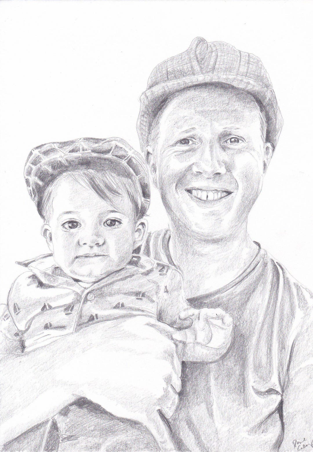 Custom Father & Child Drawing Father's Day Gift Gift for Dad - Etsy