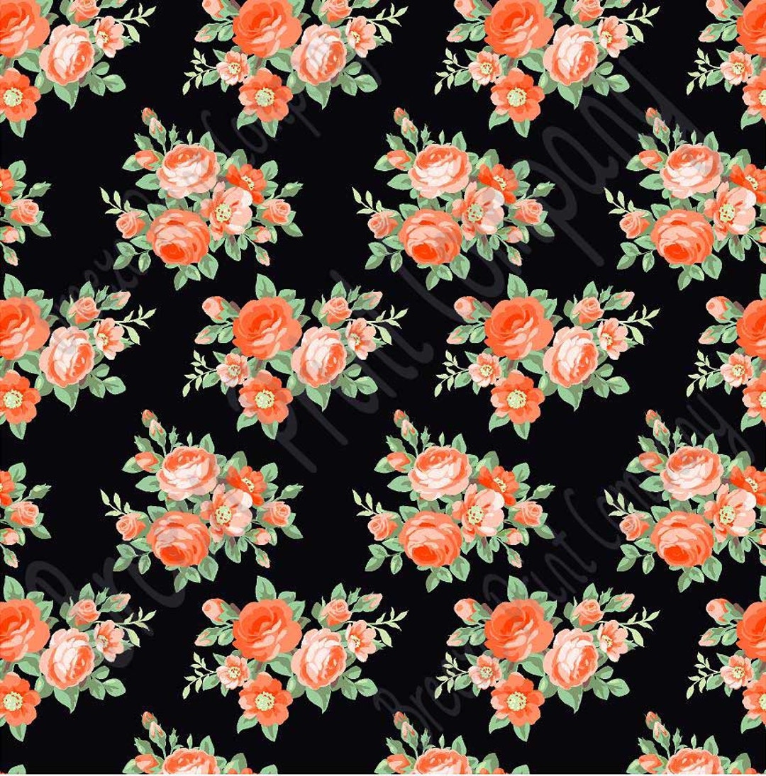 Patterned Vinyl Orange Peach Rose Floral Craft Vinyl Sheet - Etsy