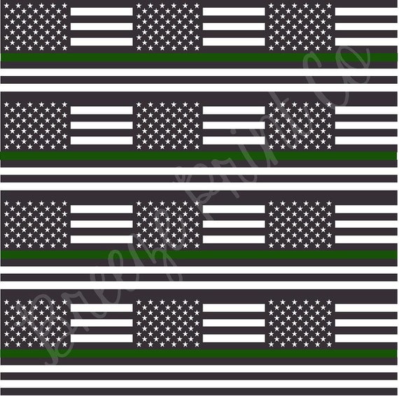 Green Line Black and White American Flag Print Pattern HTV or - Etsy