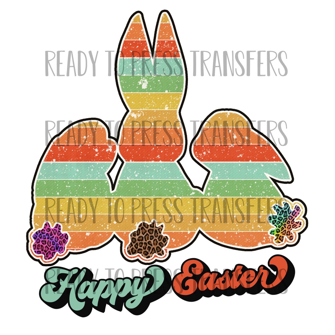 Happy Easter DTF Transfer, Ready to Press Direct to Film Transfers, Retro Easter Bunny Shirt ...