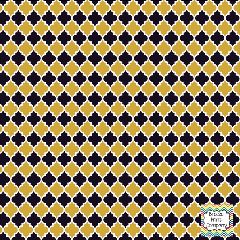 Patterned Vinyl Gold and Black Quatrefoil Craft Vinyl Sheet | Etsy