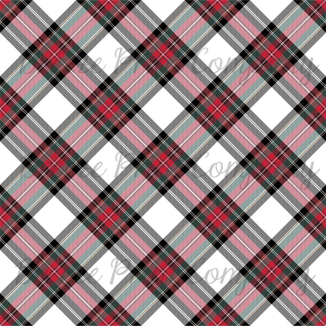 Plaid Pattern Vinyl, White, Red, Green and Black Stewart Plaid ...