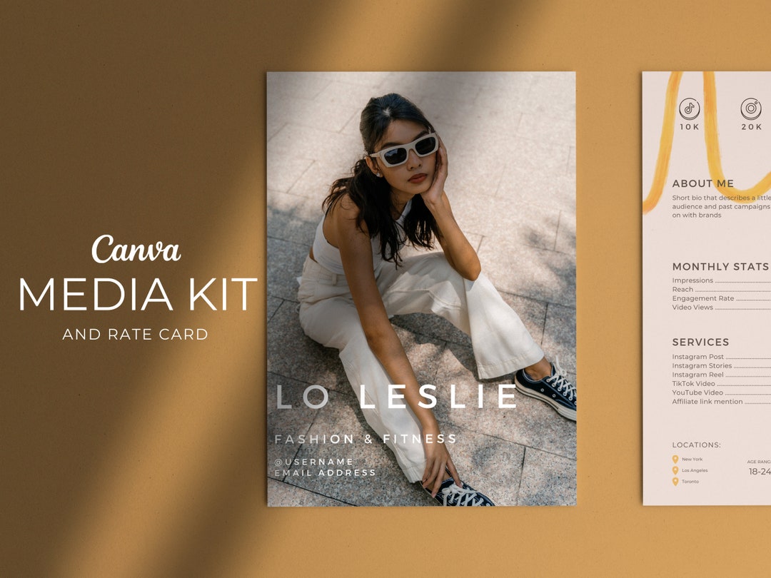 2 Page Influencer Media Kit & Rate Card | Social Media Kit for Content ...