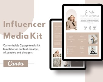 One Page Influencer Media Kit & Rate Card | Dark Mode - Etsy Canada