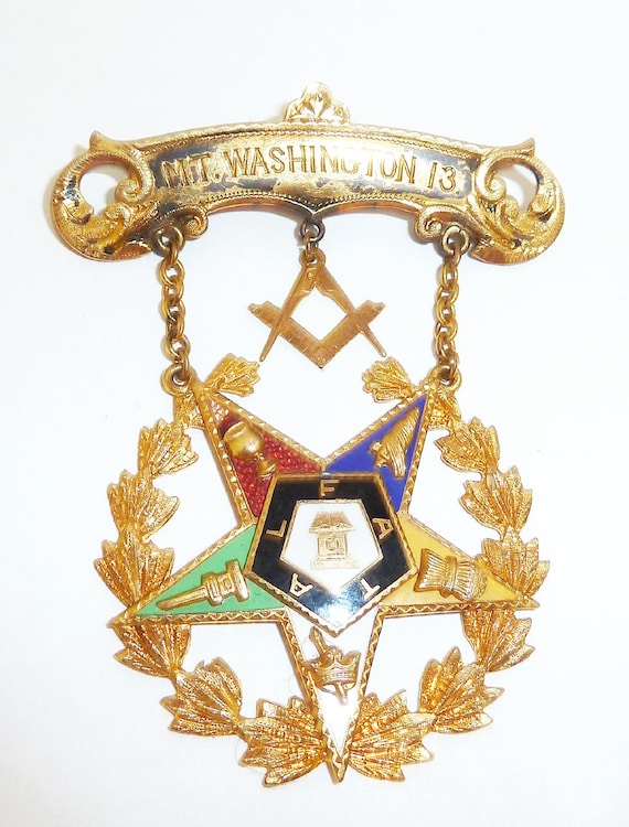 vintage 10k masonic enamel - Gem