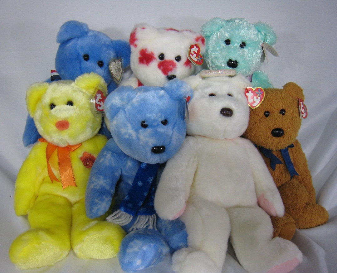 NEW TY Beanie Buddies Bears 14-16' Chinook, Fuzz, Halo, Bunga Raya ...