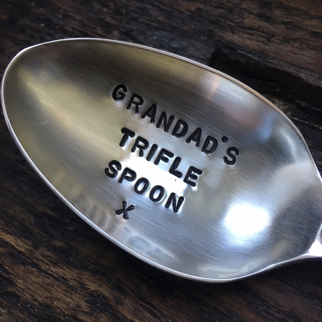Grandad's Trifle Spoon - Hand Stamped Antique Silver Plated Upcycled ...