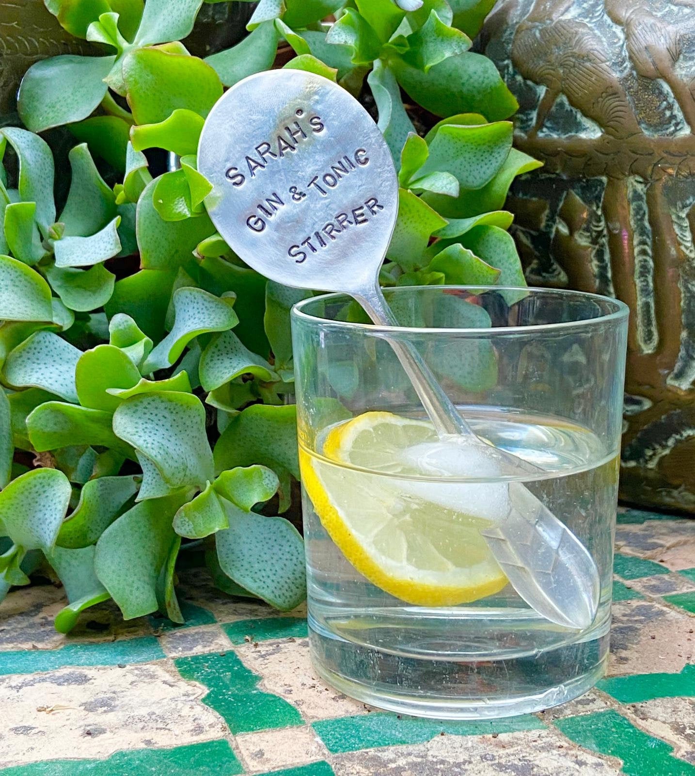 Personalized Gin & Tonic Stirrer: Hand Stamped Vintage Silver Plated ...