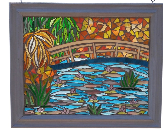 Monet Water Lilies Stained Glass Mosaic Panel for Window, Famous French ...