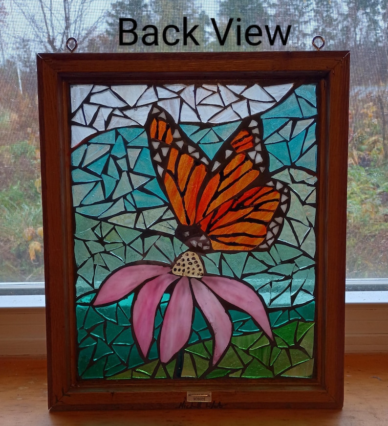 Monarch Butterfly Stained Glass Mosaic: Coneflower & Echinacea Garden ...