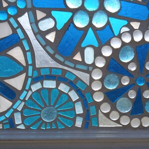 Turquoise Blue Stained Glass Mosaic Panel for Hanging in Window ...