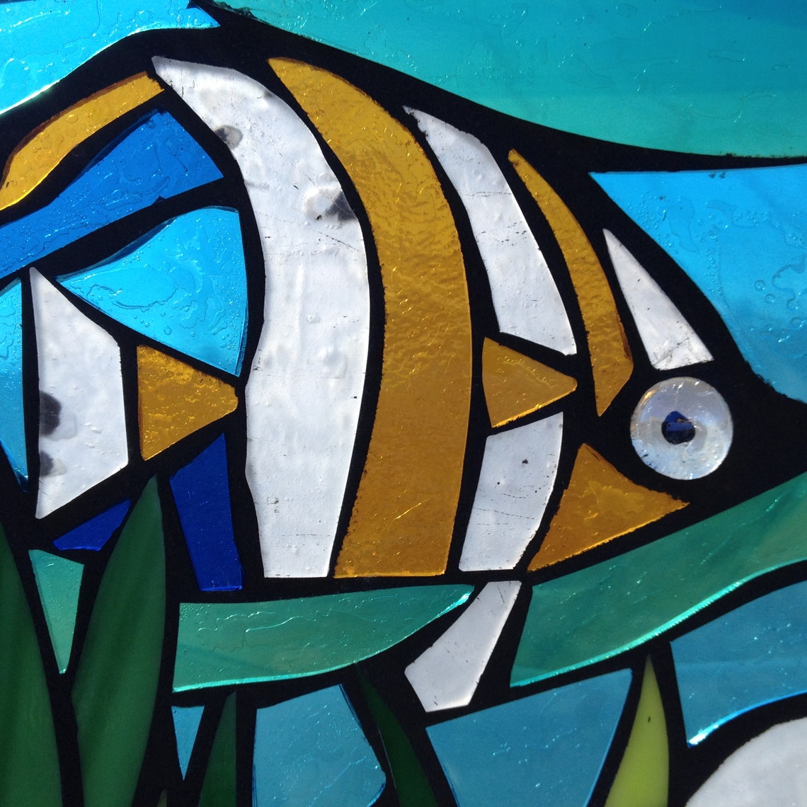 Tropical Fish Stained Glass Mosaic Panel for Window Colorful - Etsy