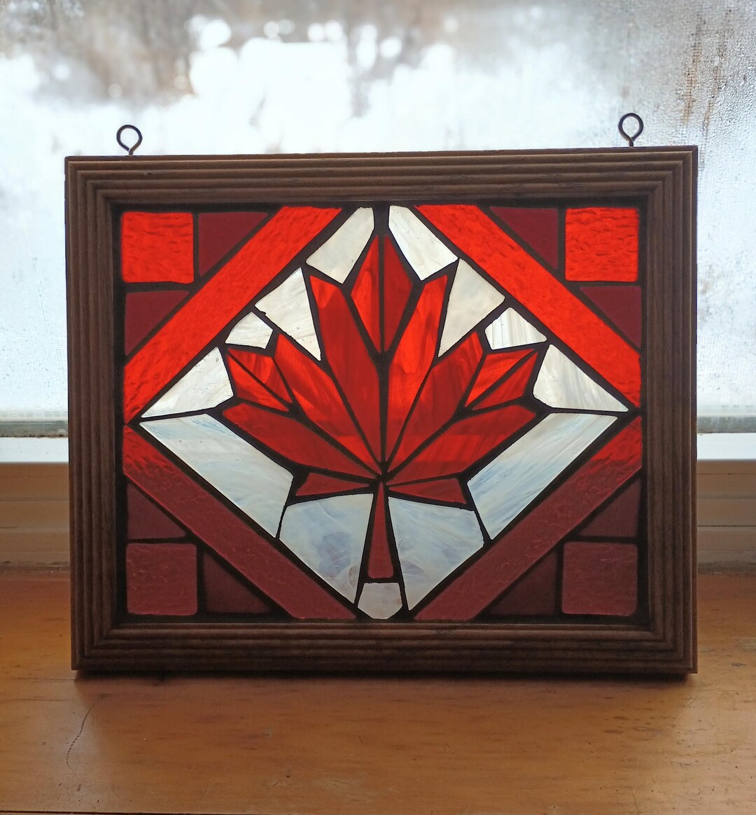 Maple Leaf Stained Glass Mosaic: Canadian Flag Window Hanging - Etsy