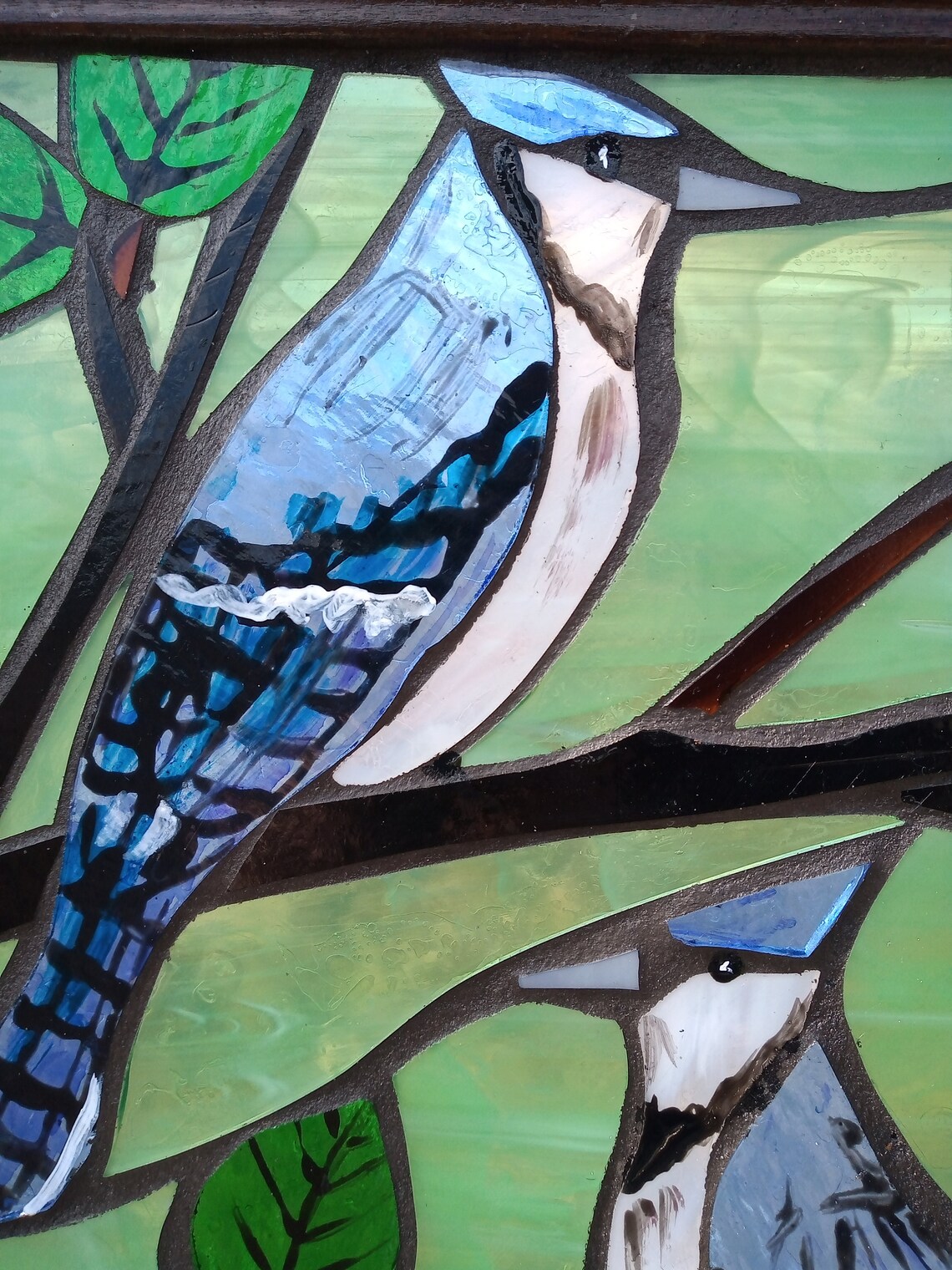Blue Jays in a Tree Mosaic Stained Glass Panel for Hanging in | Etsy