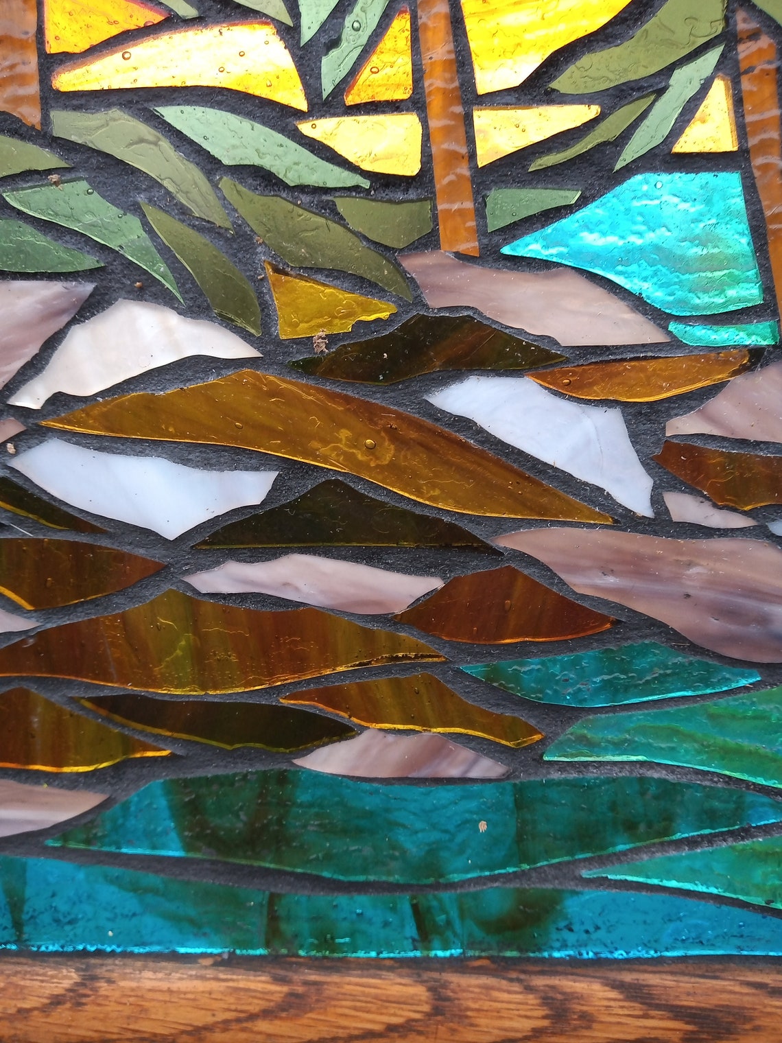 Northern Pines Stained Glass Mosaic Panel Rugged Landscape of - Etsy