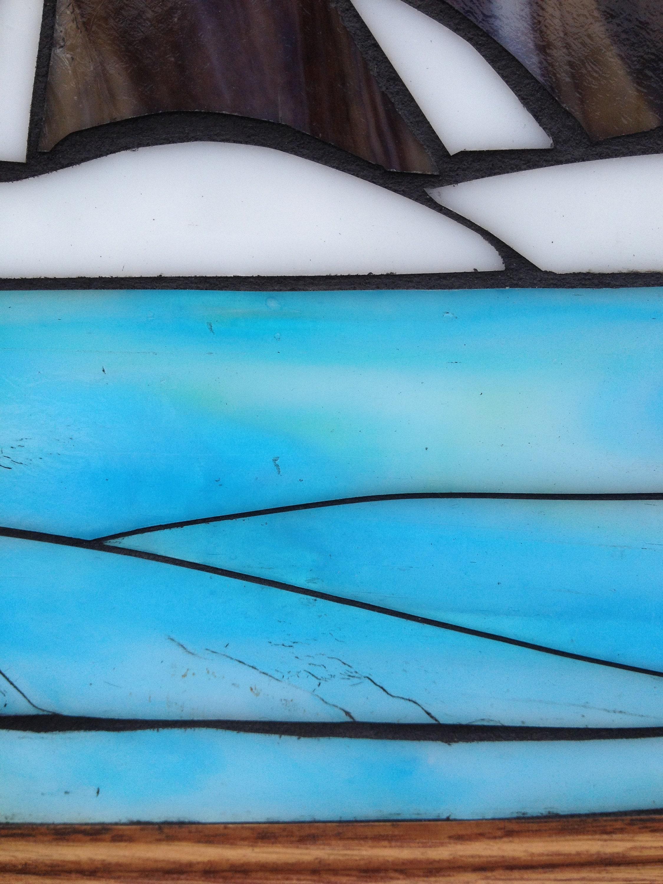Winter Mountain Landscape Stained Glass Mosaic: Panel for Hanging in ...