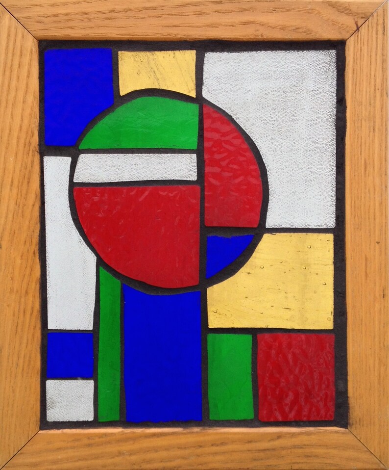 Color Block Stained Glass Mosaic Panel Art Deco Primary | Etsy