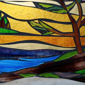 Windswept Northern Pine Tree Stained Glass Mosaic: Artwork for Hanging ...