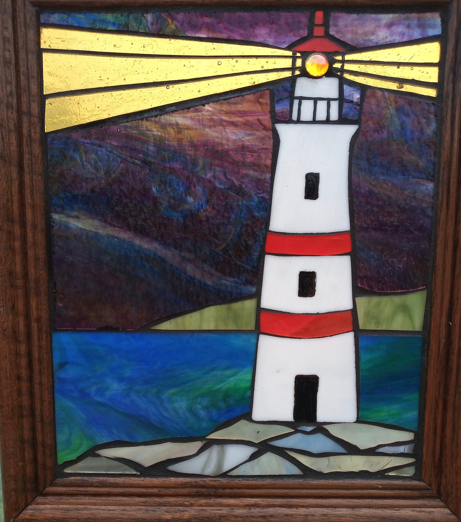 Round Lighthouse Stained Glass Window Mosaic Panel East Coast - Etsy