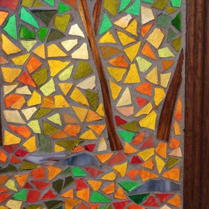 Autumn Forest Landscape Stained Glass Mosaic Panel for Hanging in ...