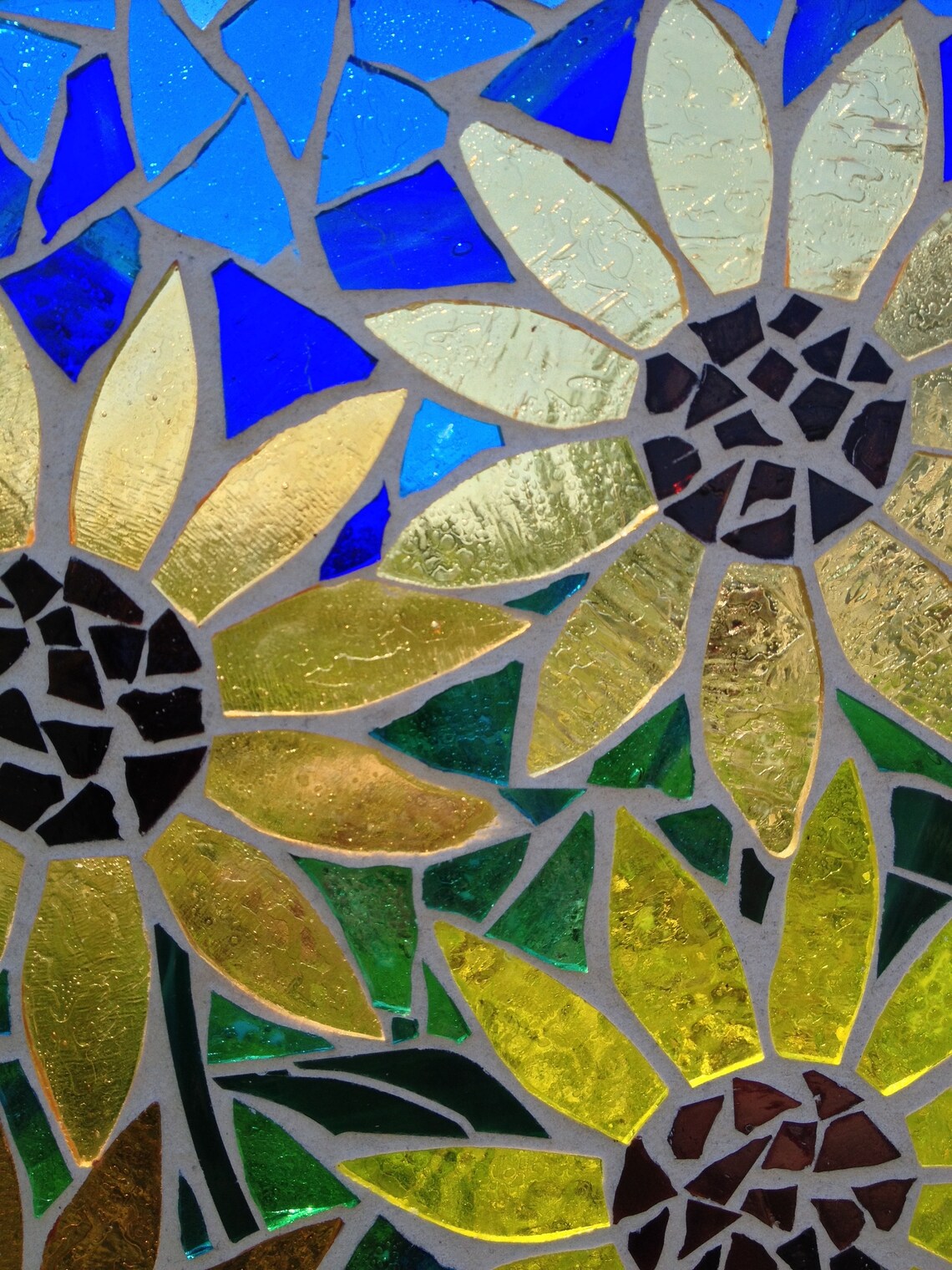 Sunflower Stained Glass Mosaic Panel for Window Yellow Daisy | Etsy