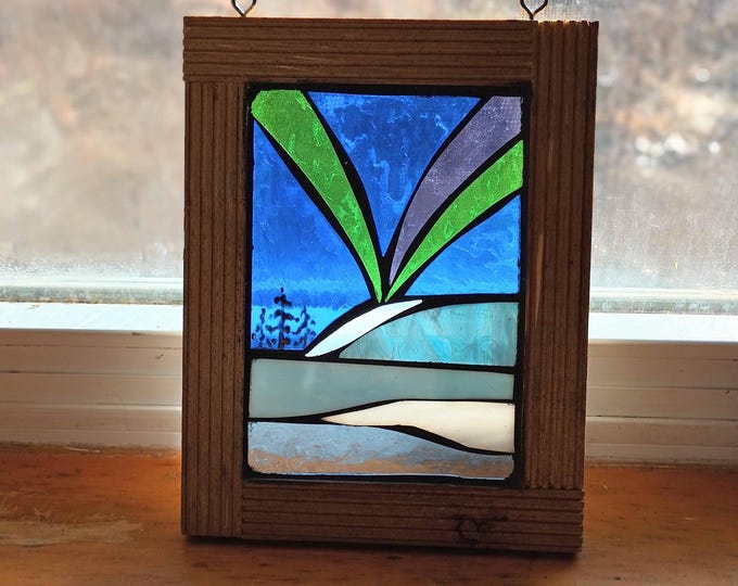 Northern Lights Winter Landscape Stained Glass Mosaic Suncatcher ...
