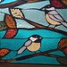 Chickadee Stained Glass Mosaic Panel for Hanging in Window, Birds in a ...