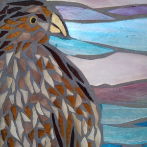 Red Tailed Hawk Stained Glass Mosaic Artwork, Bird Panel for Hanging in ...