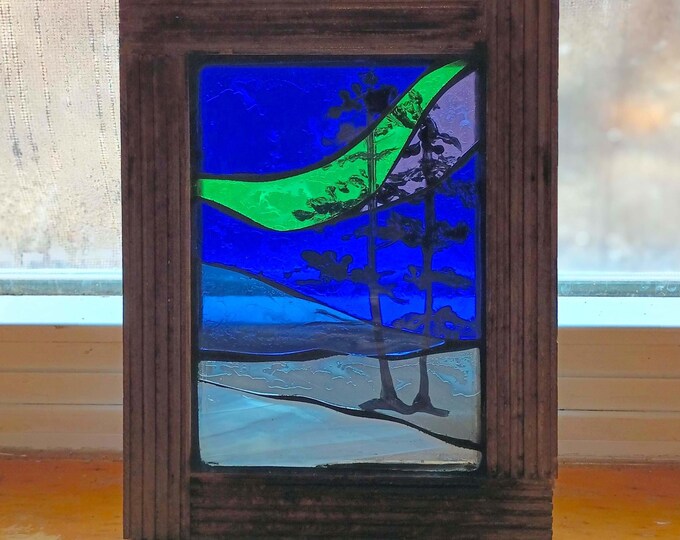Aurora Borealis Suncatcher, Mosaic Stained Glass Window Hanging of ...
