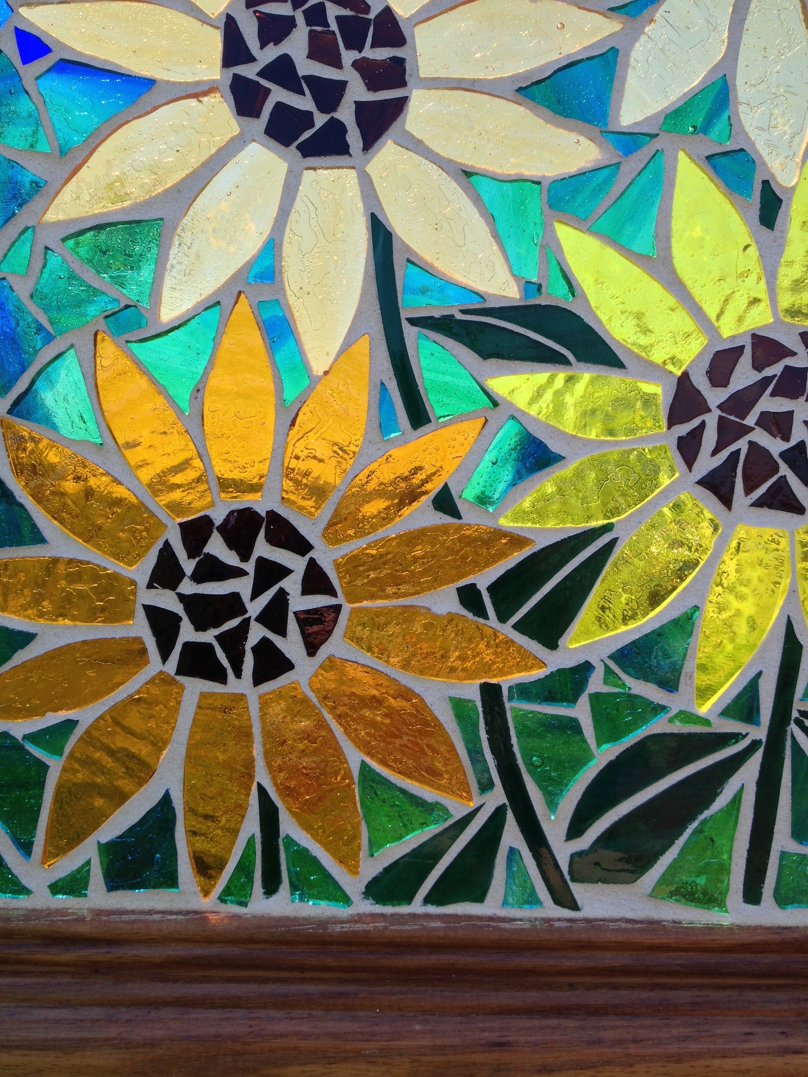Sunflower Stained Glass Mosaic Panel for Window Yellow Daisy | Etsy