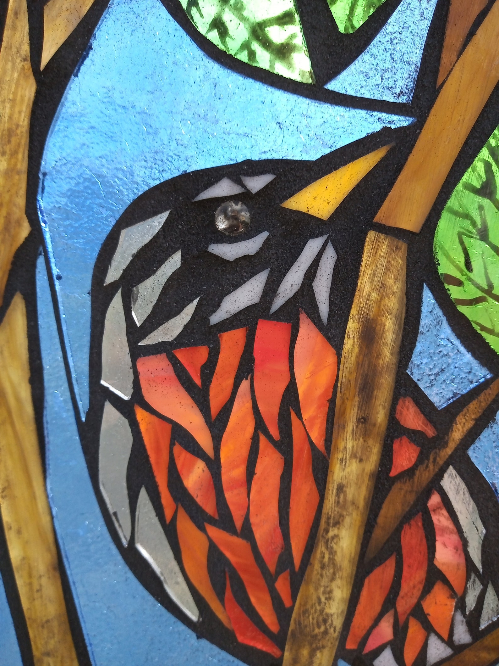 Robin Stained Glass Mosaic Panel for Hanging in Window Spring - Etsy