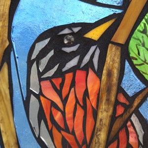 Robin Stained Glass Mosaic Panel for Hanging in Window, Spring American ...