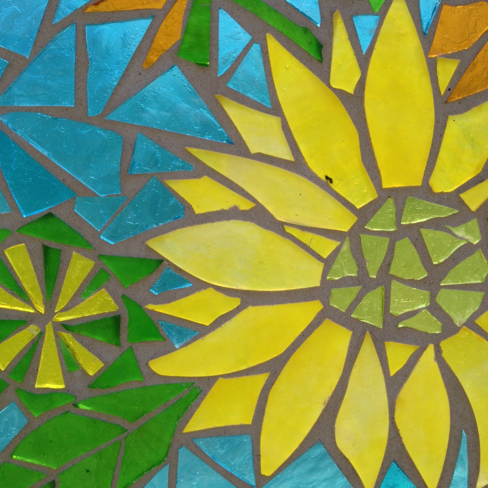 Sunflower Stained Glass Mosaic Panel Yellow Floral Artwork to - Etsy