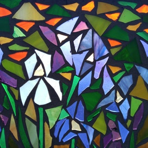 Van Gogh Irises Stained Glass Mosaic Panel for Window, Famous Dutch ...