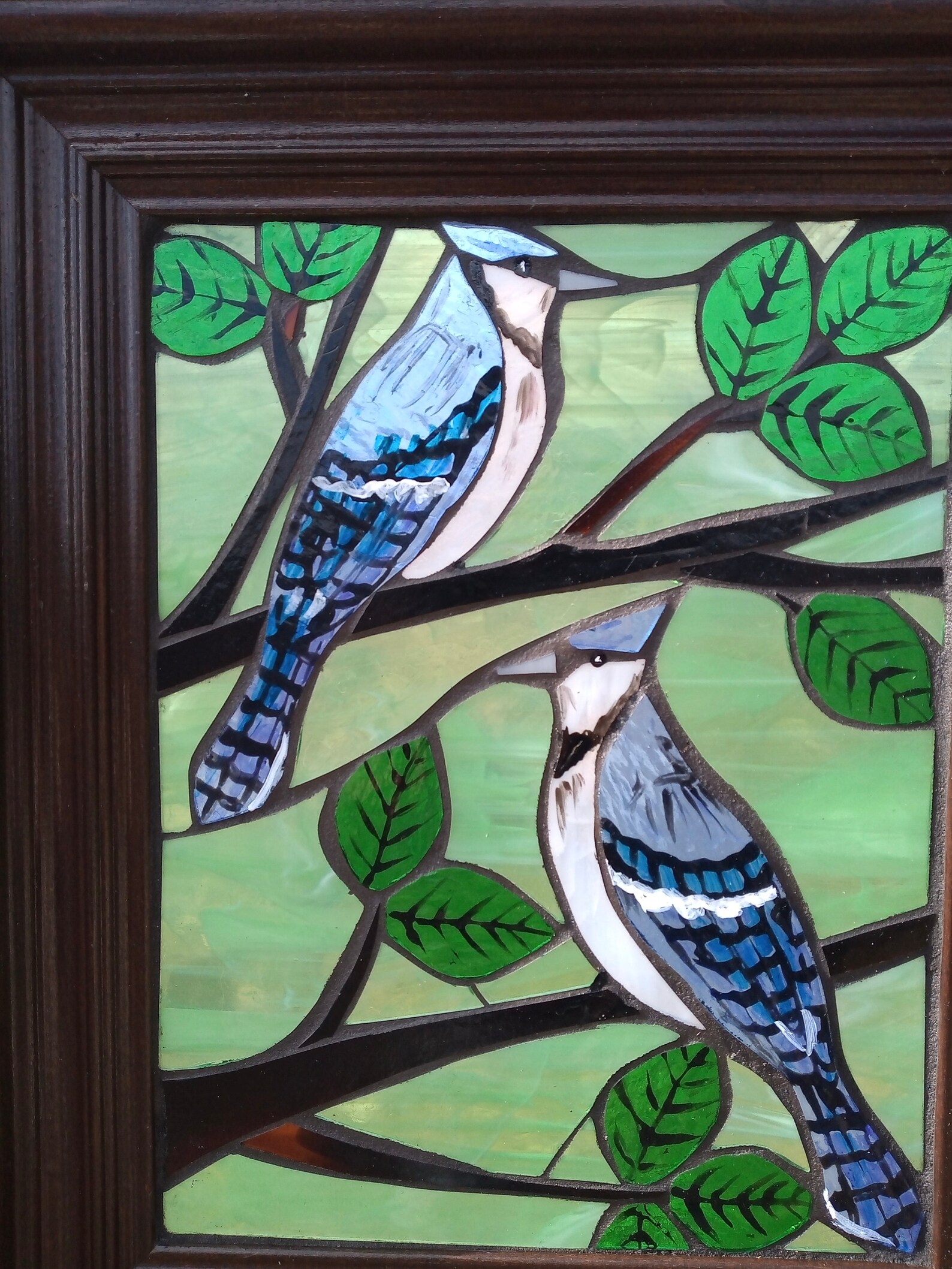 Blue Jays in a Tree Mosaic Stained Glass Panel for Hanging in | Etsy