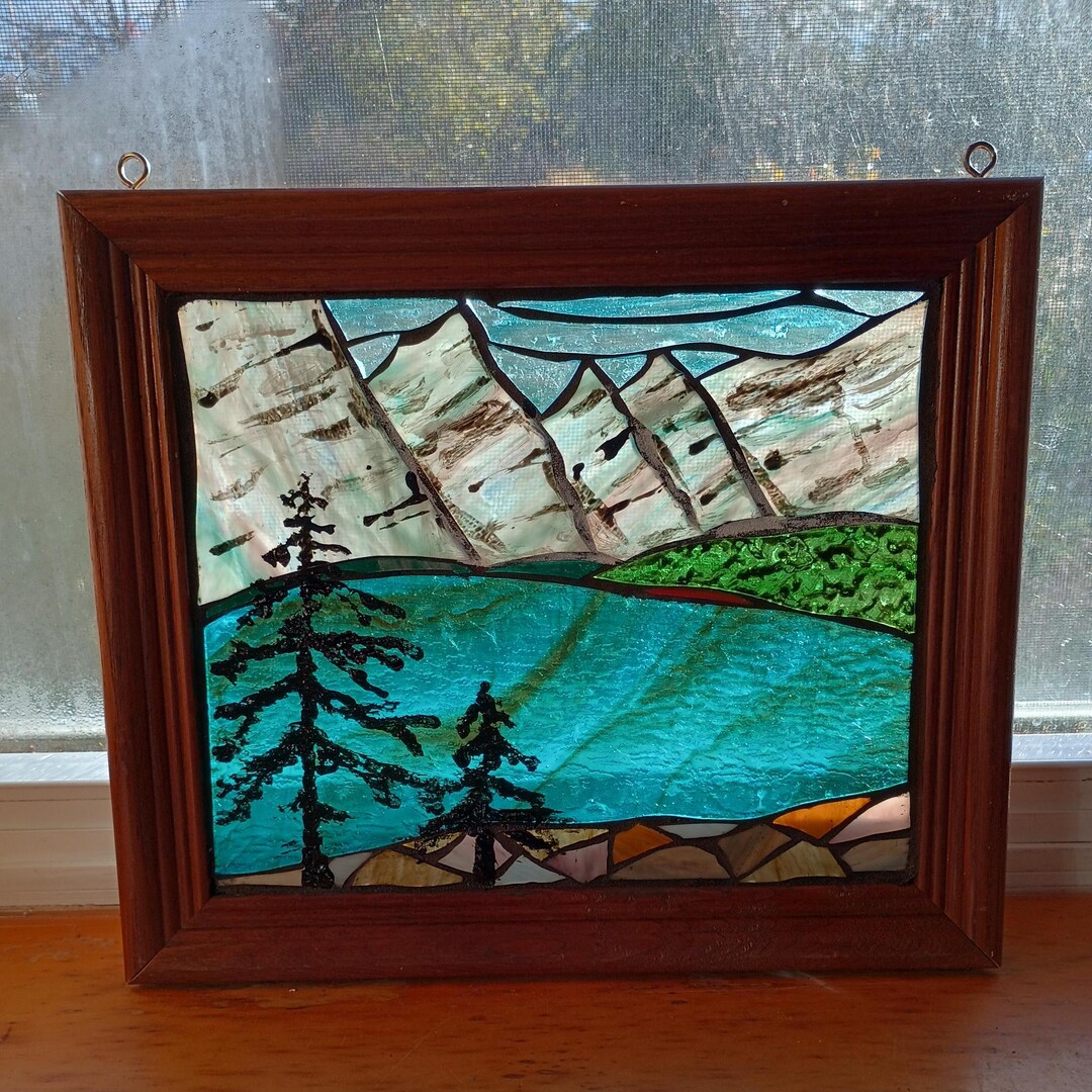 Lake Moraine Alberta Stained Glass Mosaic: Art for Hanging in Window - Etsy