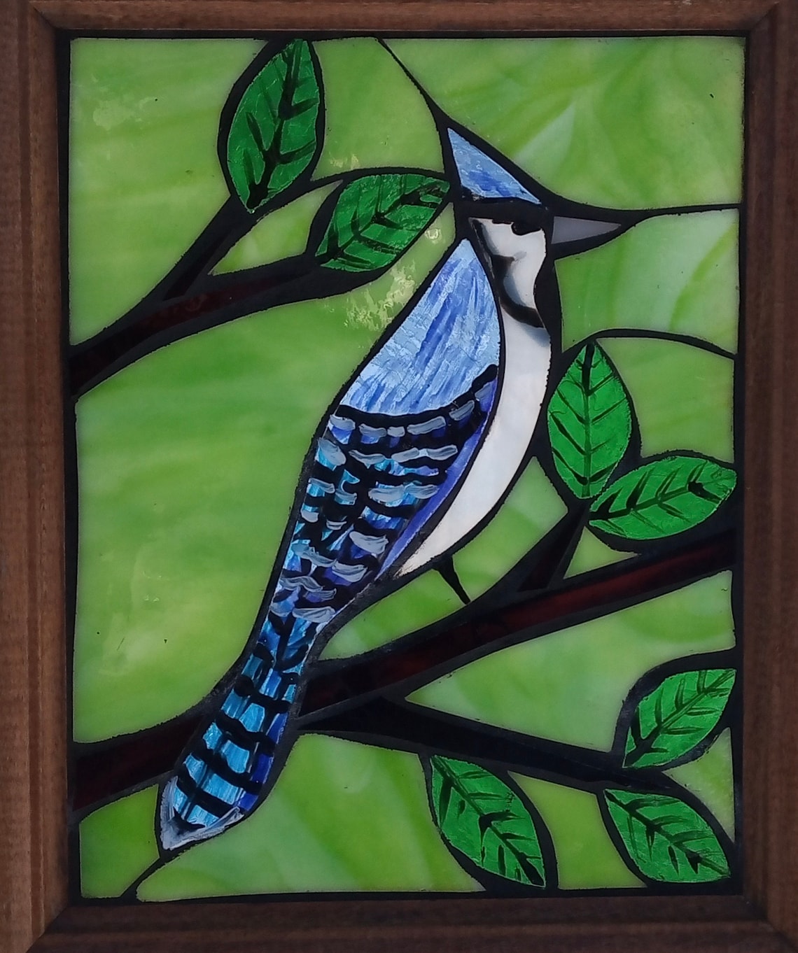 Blue Jay Stained Glass Mosaic Window Panel Blue Bird - Etsy