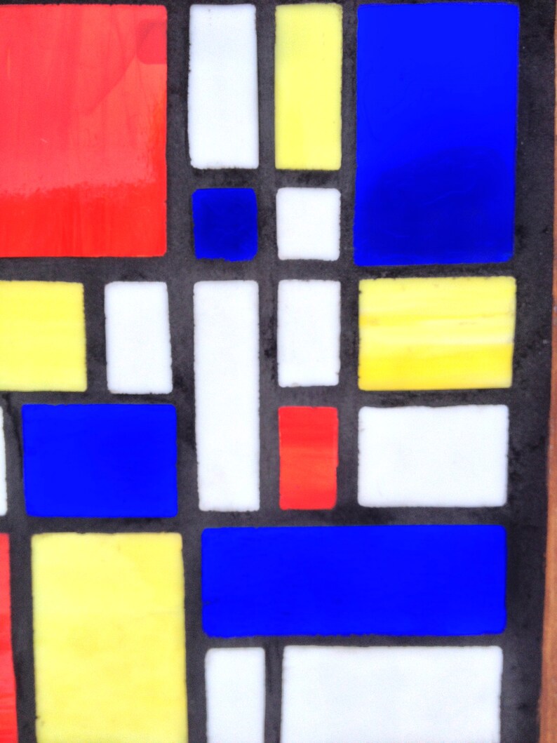 Mondrian Style Color Block Stained Glass Mosaic Panel - Etsy
