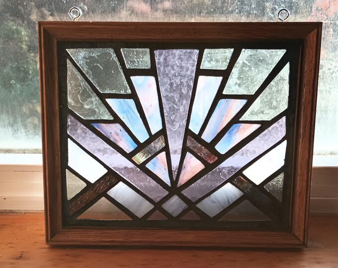 Purple Art Deco Stained Glass Mosaic Panel Window Hanging, 1920s Style ...