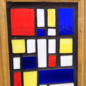 Piet Mondrian Style Stained Glass Mosaic Suncatcher, Color Block Window ...