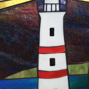 Round Lighthouse Stained Glass Window Mosaic Panel East Coast - Etsy