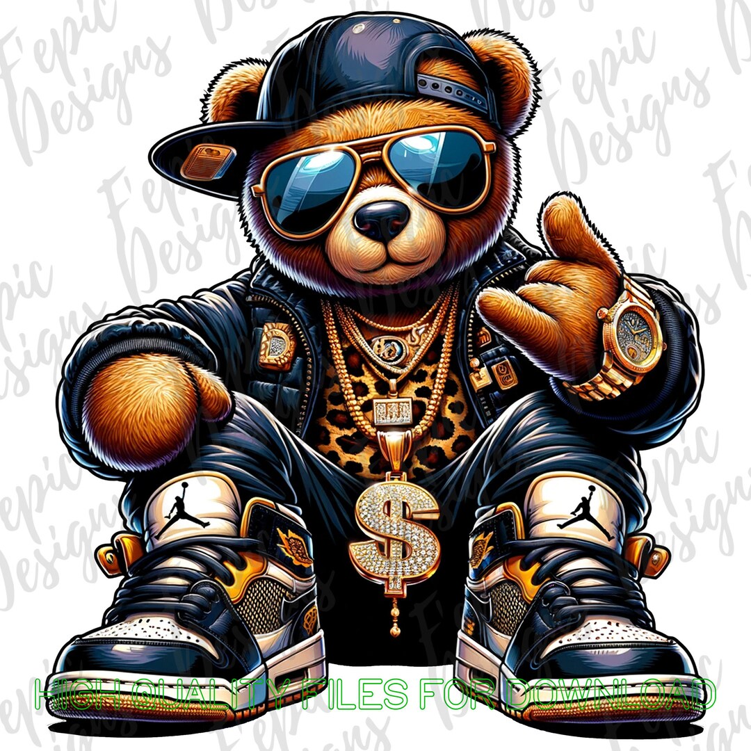 Graffiti Animal Print Hip Hop Teddy Bear, Trendy Teddy Bear, Digital ...
