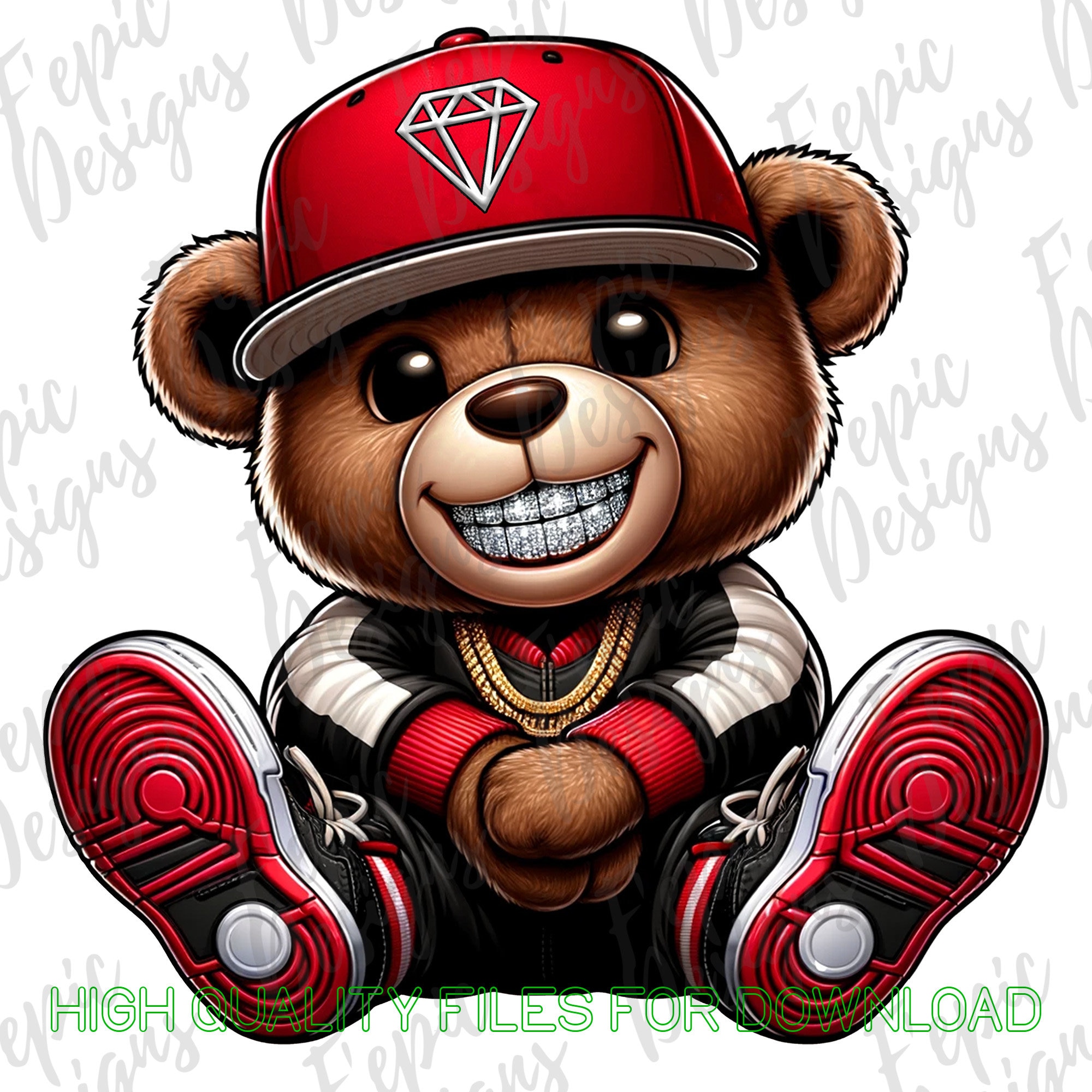 Graffiti Red Black White Hip Hop Teddy Bear, Cartoon Teddy Bear ...