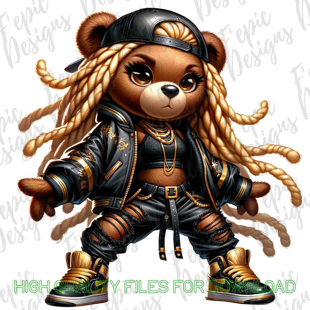 Hip Hop Female Teddy Bear Graffiti Cartoon - Dready Bear Girl Digital ...